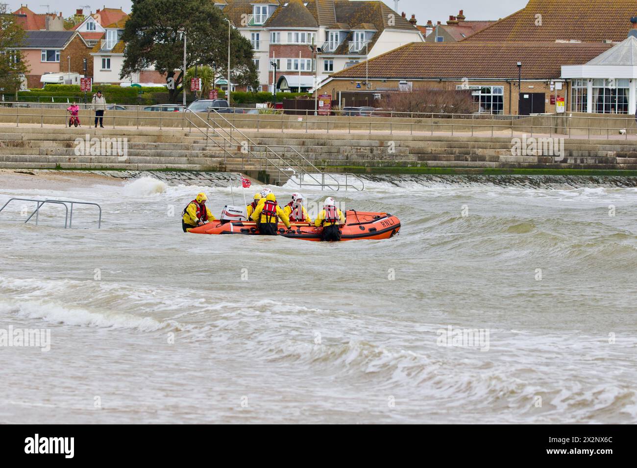RNLI launching rescue craft Clacton on Sea Essex Stock Photo - Alamy