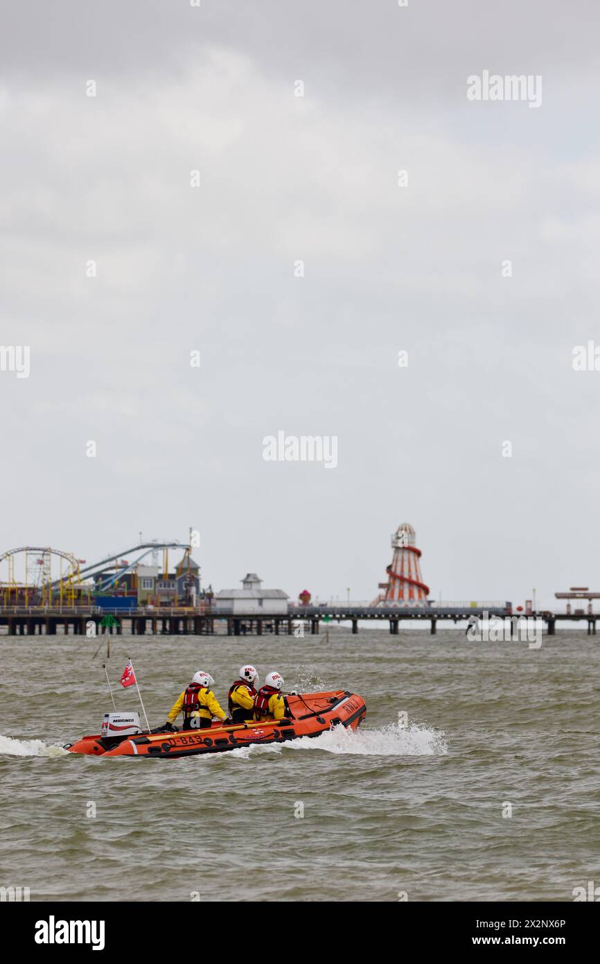 RNLI launching rescue craft Clacton on Sea Essex Stock Photo - Alamy