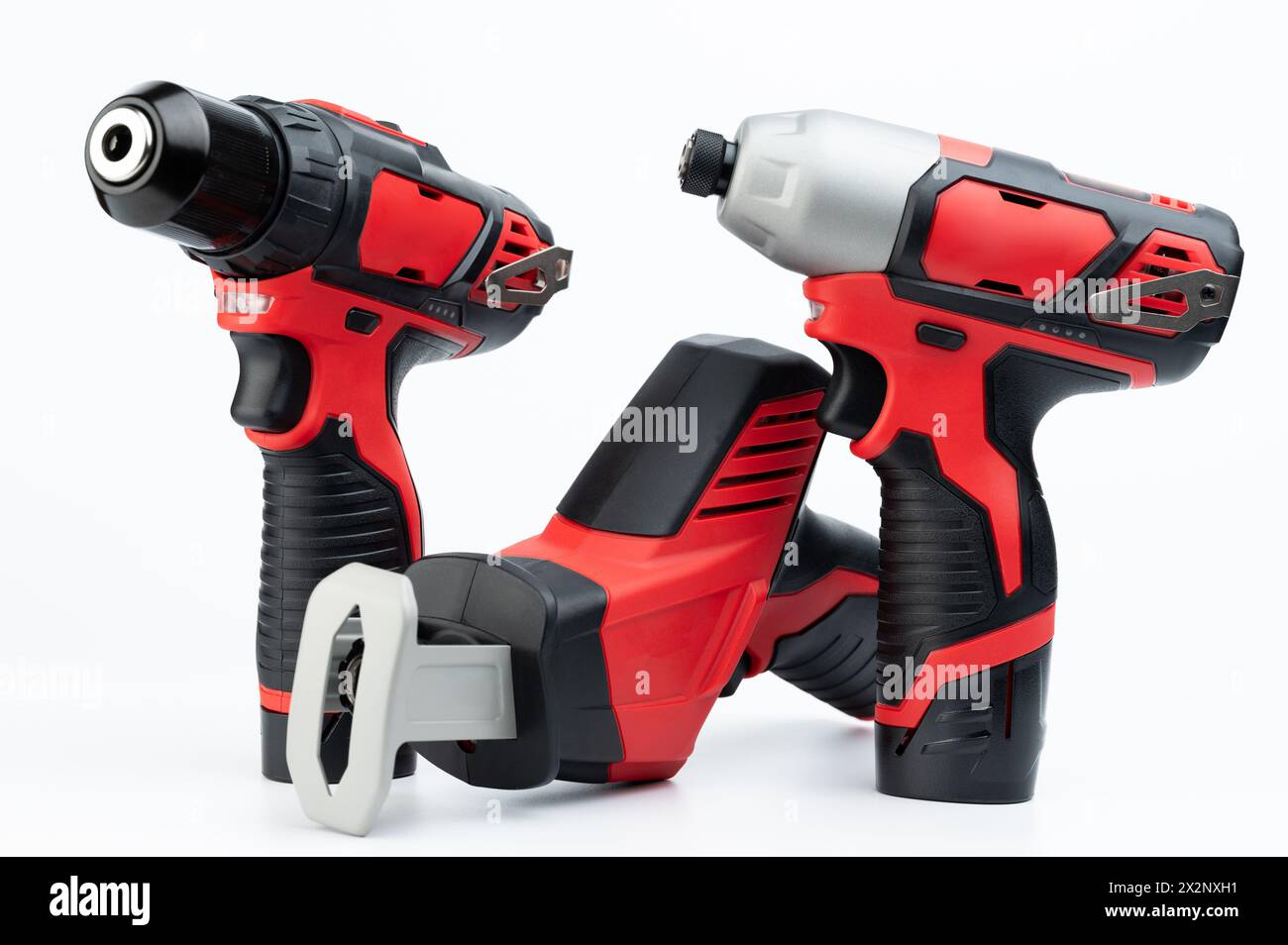 Professional worker tools for craft, drill, screw, saw isolated on ...