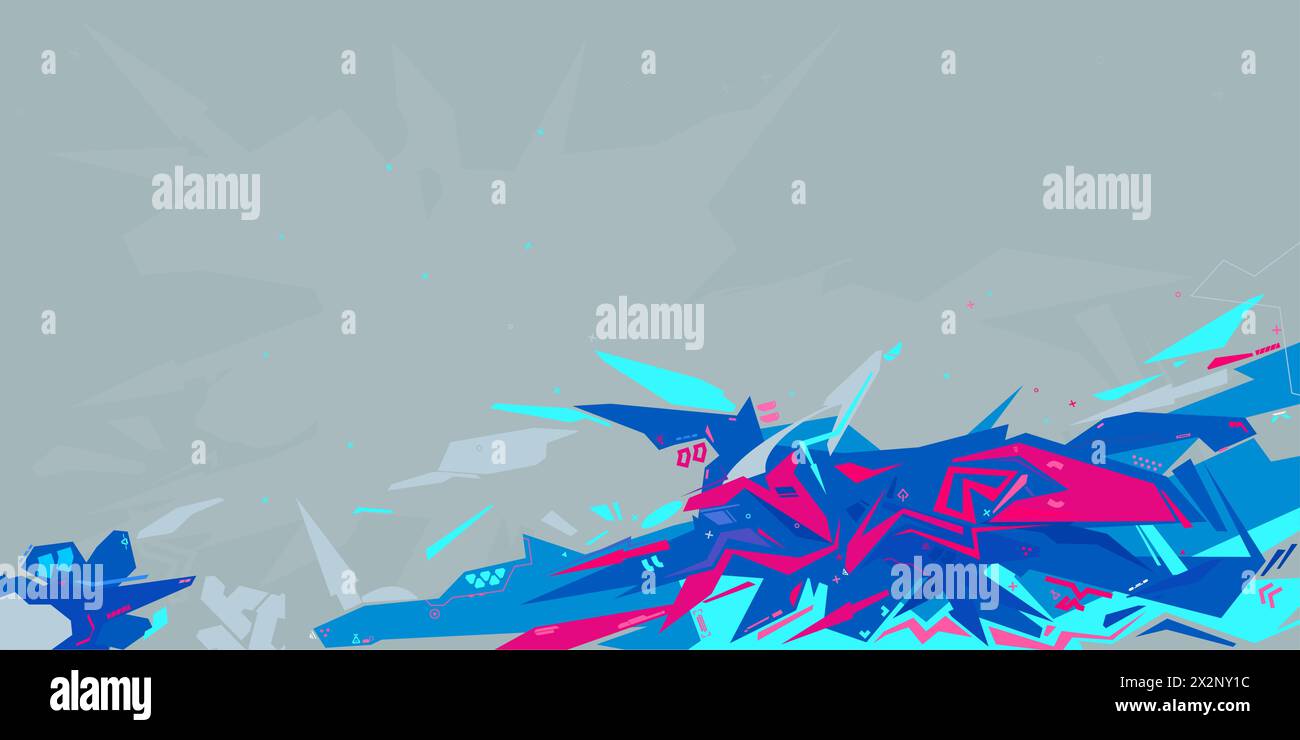 Cyber Abstract Urban Street Art Graffiti Style Vector Illustration ...