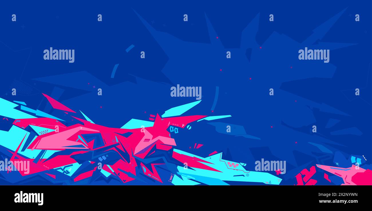 Trendy Cyber Abstract Urban Street Art Graffiti Style Vector ...