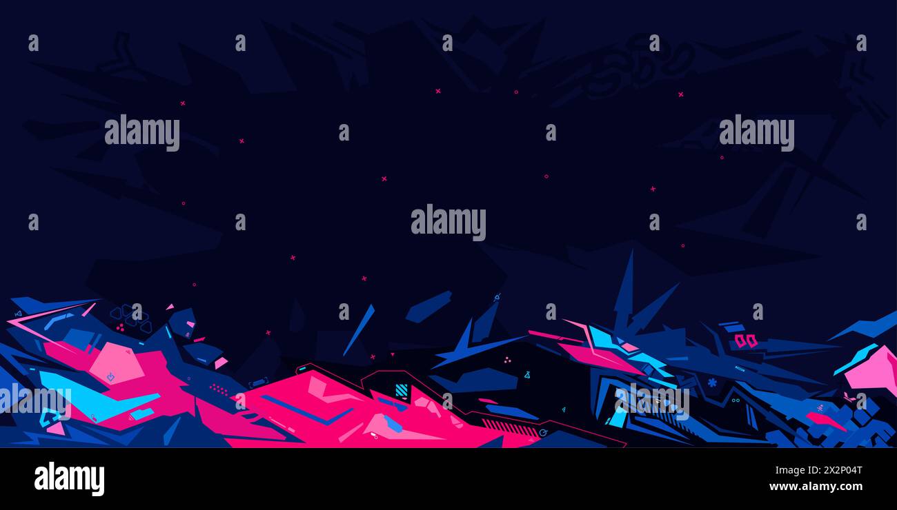 Trendy Cyber Abstract Urban Street Art Graffiti Style Vector ...