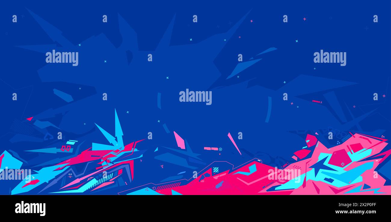 Cyber Abstract Urban Street Art Graffiti Style Vector Illustration ...