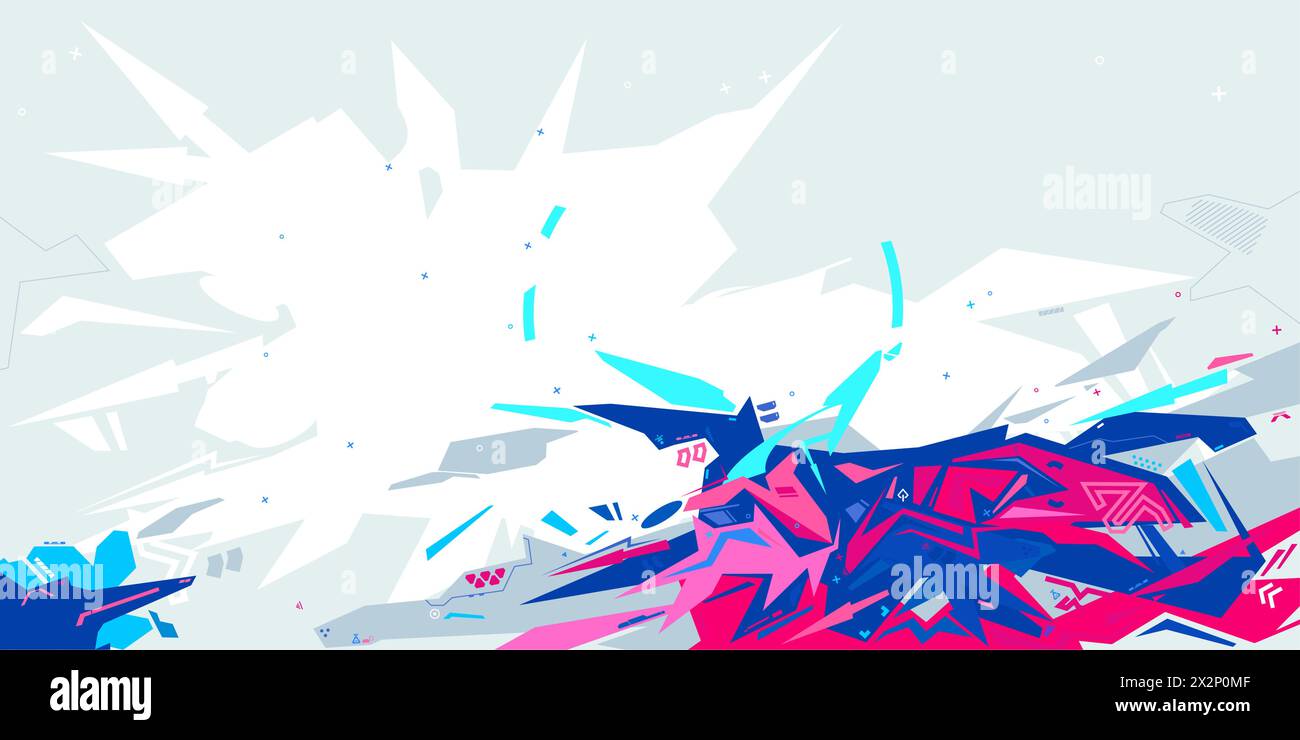 Cyber Abstract Urban Street Art Graffiti Style Vector Illustration ...