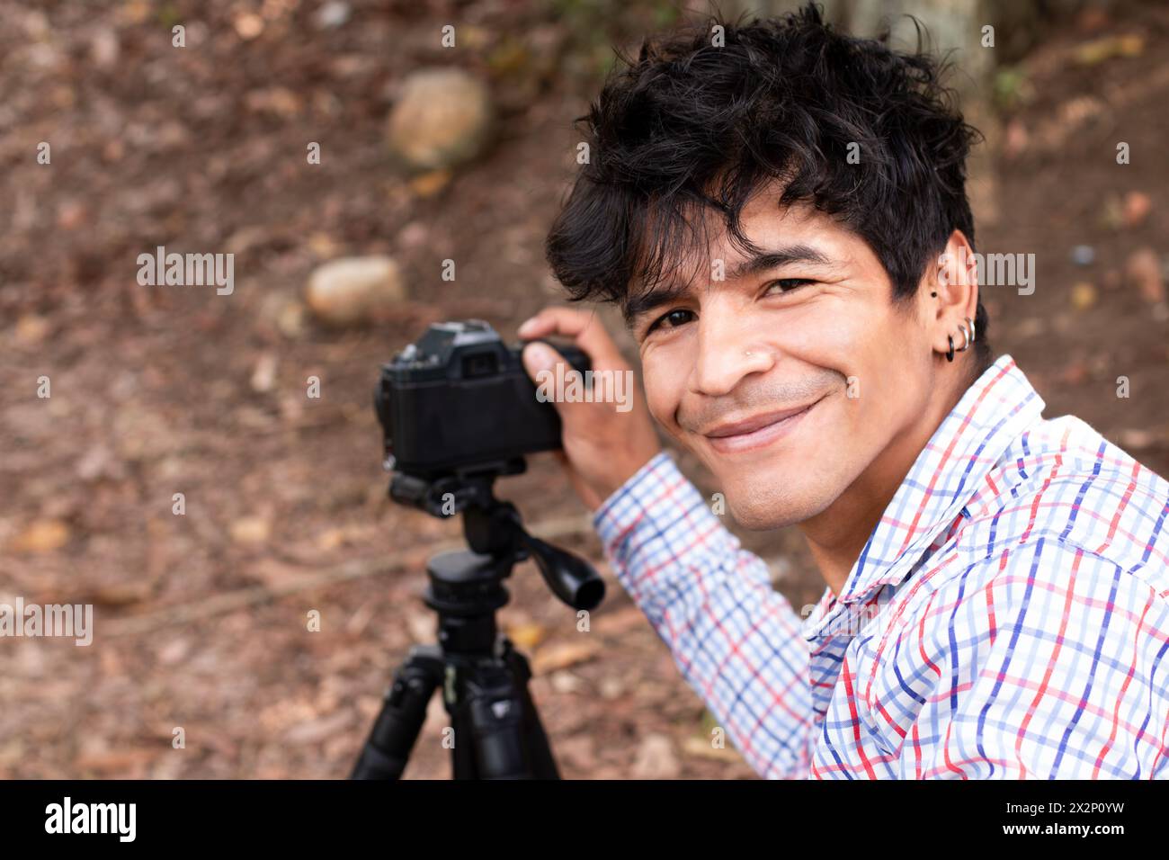 Happy man smiling camera outdoor hi-res stock photography and images ...