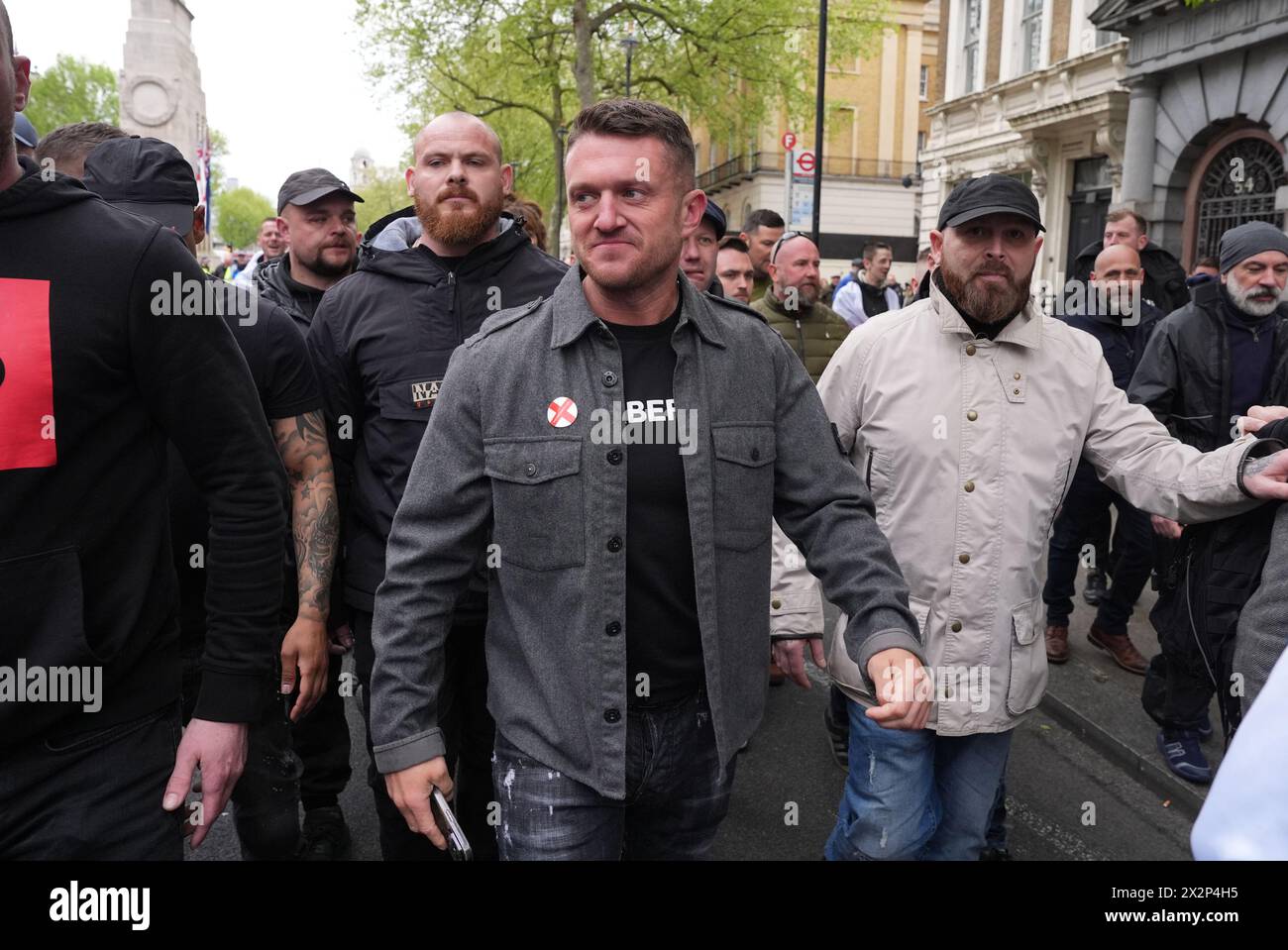 Tommy Robinson, real name Stephen Yaxley Lennon attending a St George's ...