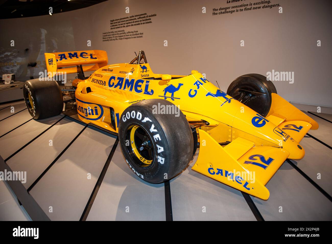 04/23/2024 (Turin) Ayrton Senna's Lotus Honda 99T4 Camel (1987) winner ...