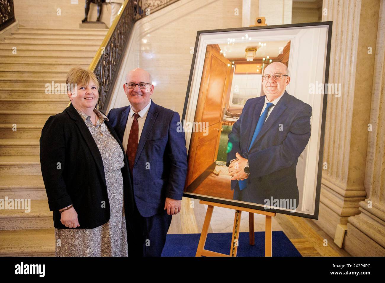 Former Stormont Assembly speaker Lord William Hay and Lady Hay stand ...