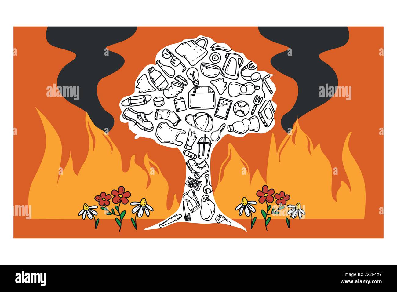Fire icon in doodle Stock Vector Images - Alamy