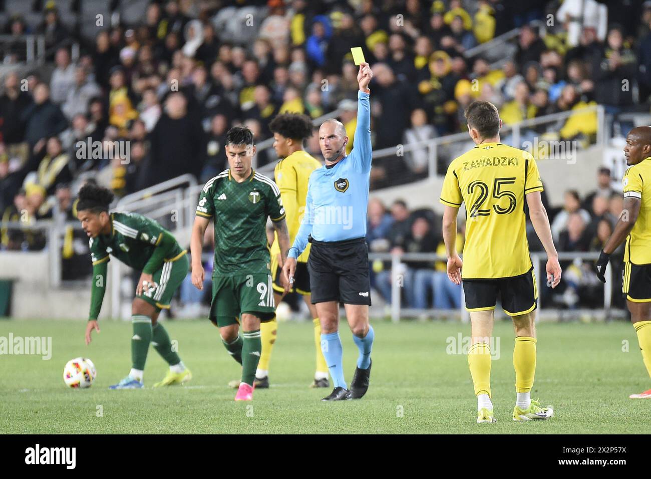 Columbus, Ohio, USA. 20th Apr, 2024. Referee Ted Unkel (blue) shows ...