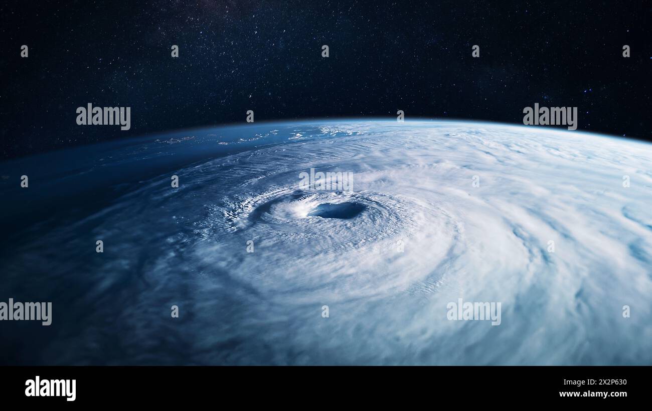 Amazing Blue Planet Earth With Clouds And Hurricanes In Starry Space ...