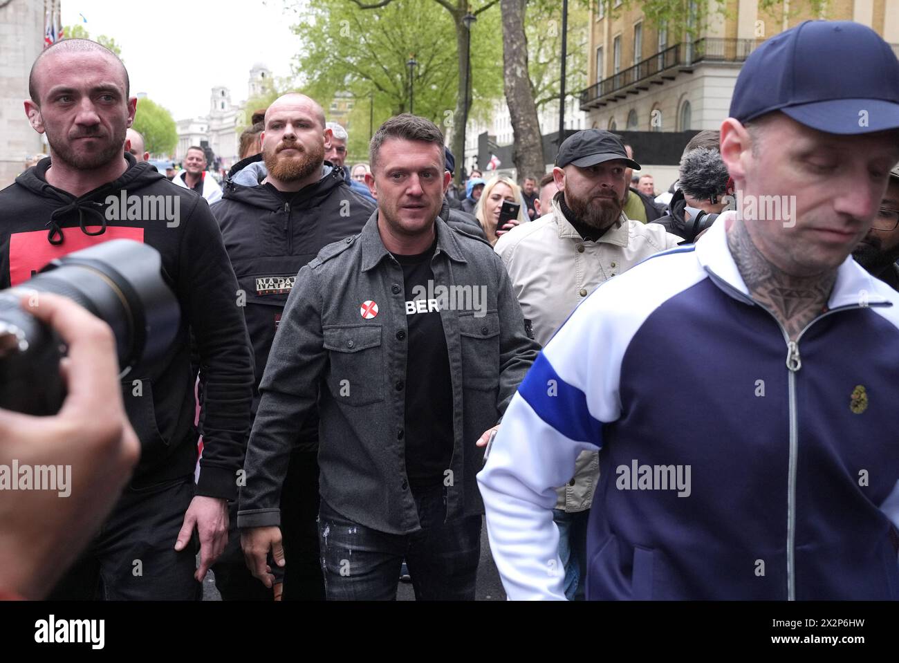 Tommy Robinson, real name Stephen Yaxley Lennon (centre) attending a St ...