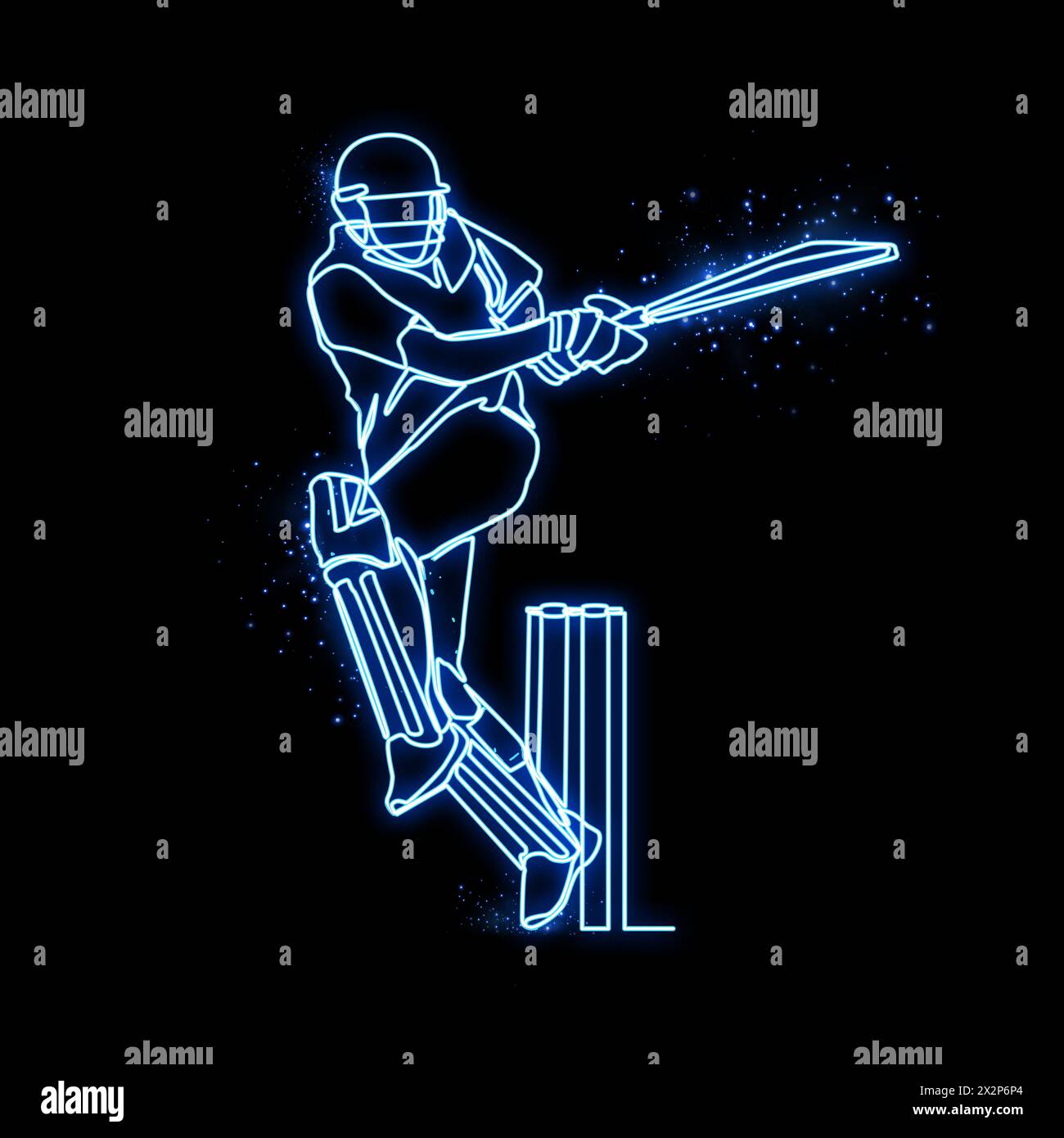 Cricket player neon vector art green, blue, red. Cricket batsman neon ...