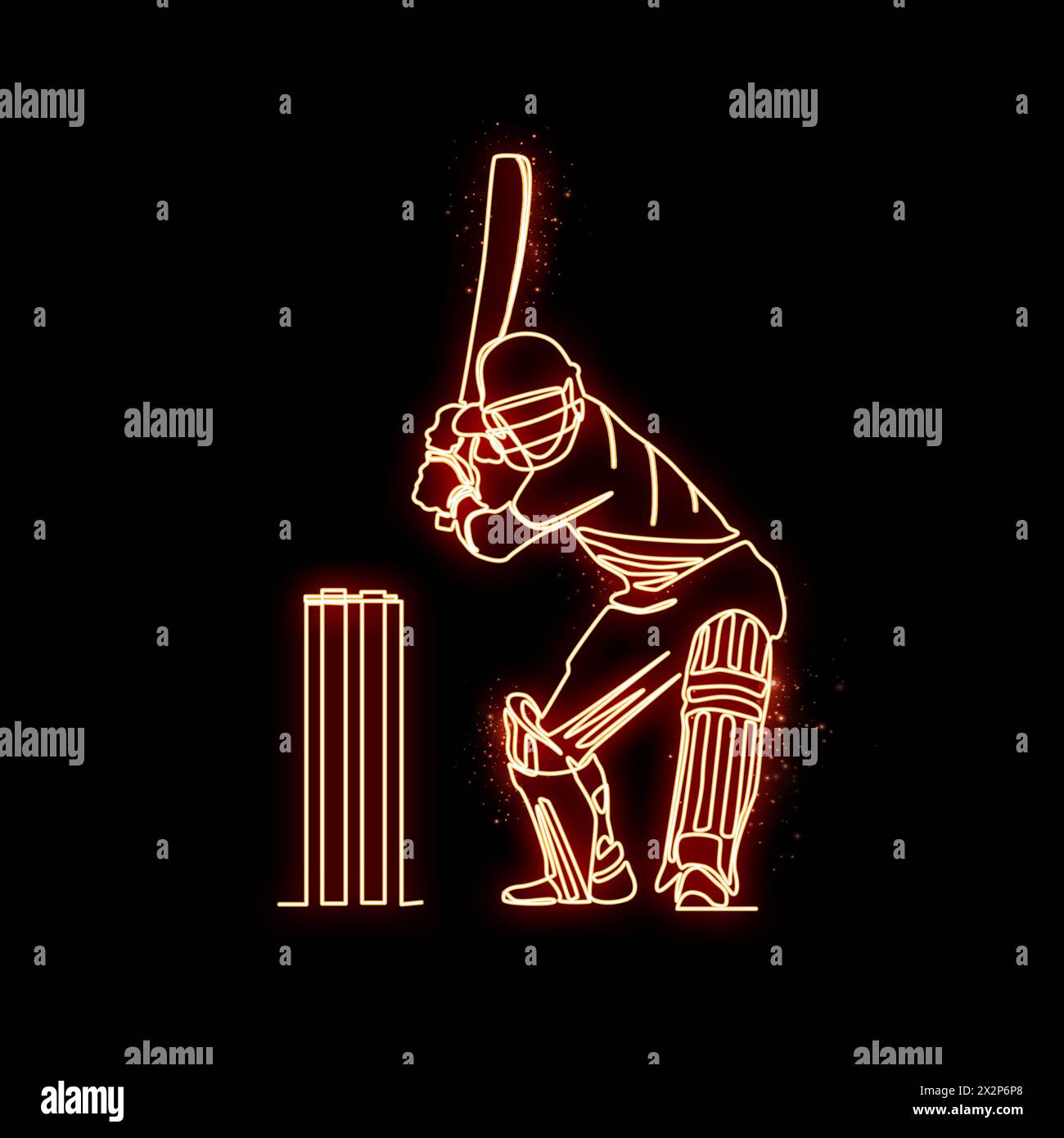 Cricket player neon vector art green, blue, red. Cricket batsman neon ...