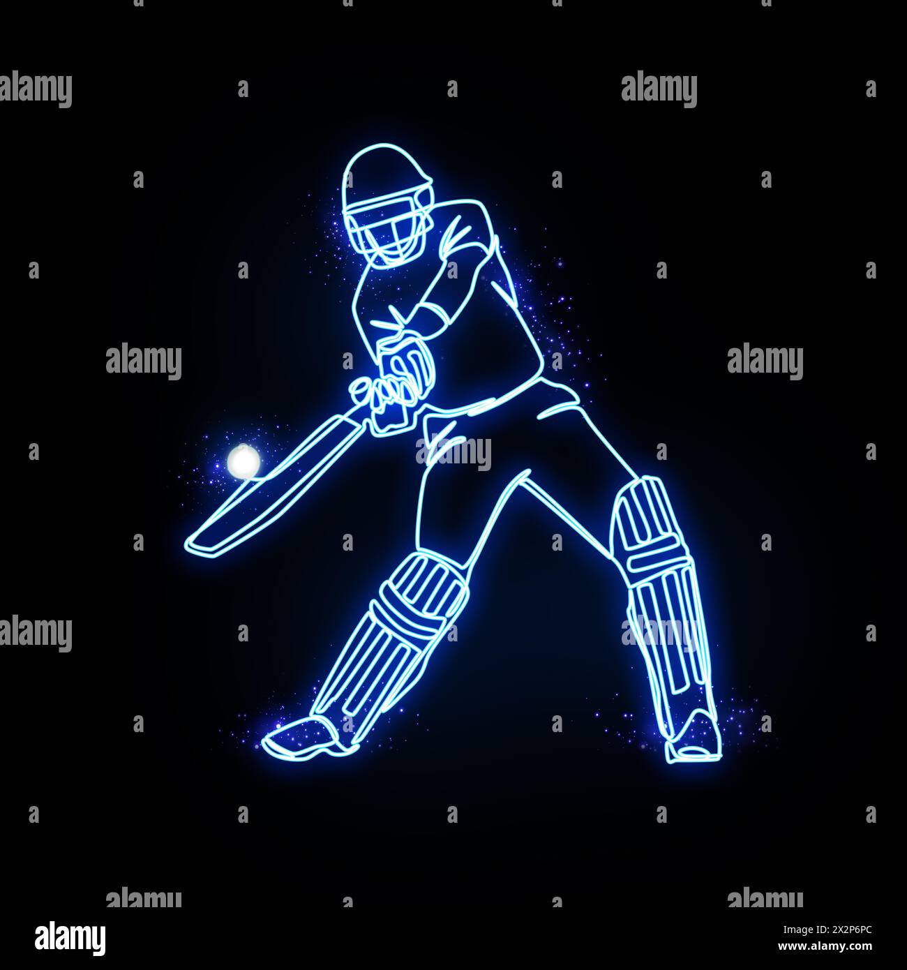 Cricket player neon vector art green, blue, red. Cricket batsman neon ...