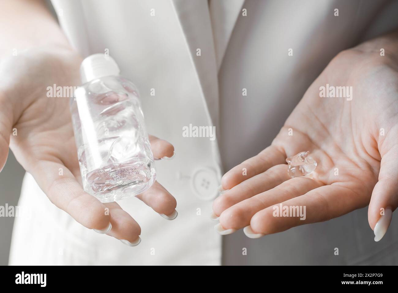 Women washing hands with antibacterial sanitizer gel. Hygiene concept ...
