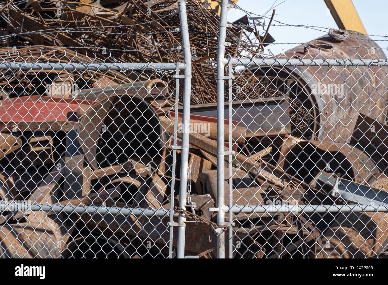 Junk yard for metal recycling with pile of scrap metal Stock Photo - Alamy