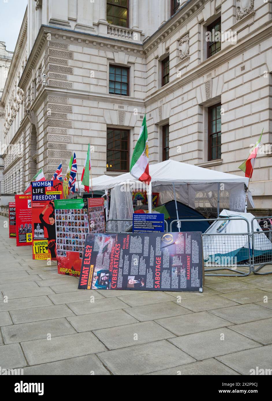 Protest encampment in King Charles Street, Whitehall, against the ...