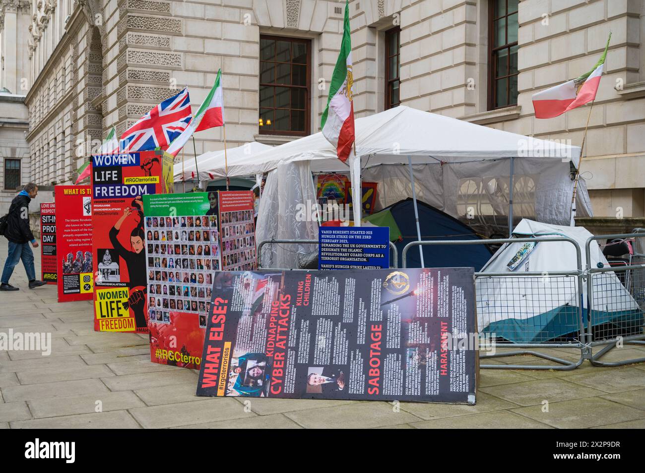 Protest encampment in King Charles Street, Whitehall, against the ...