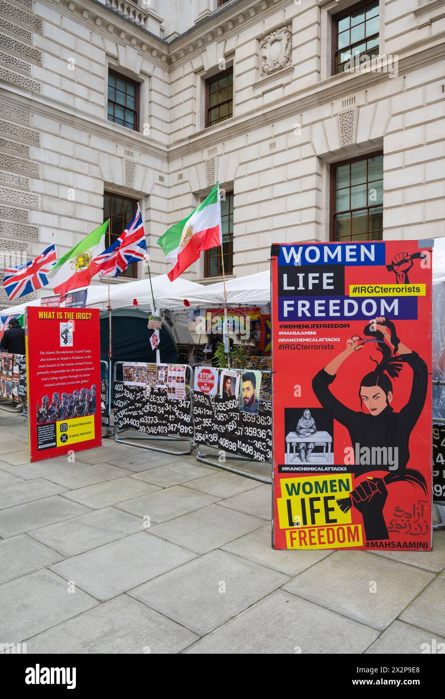 Protest encampment in King Charles Street, Whitehall, against the ...