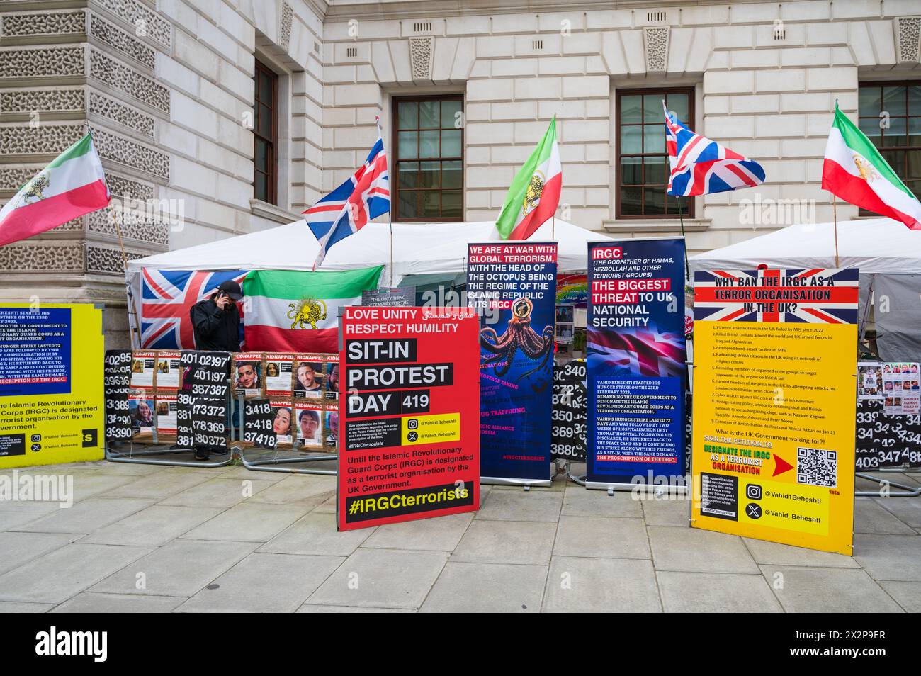 Protest encampment in King Charles Street, Whitehall, against the ...