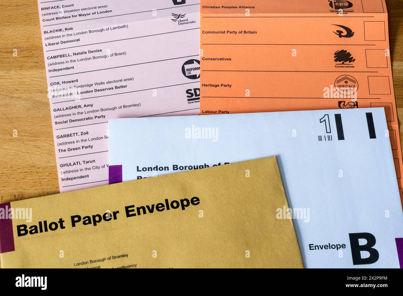 2024 voting papers for election of the London Assembly and Mayor of ...