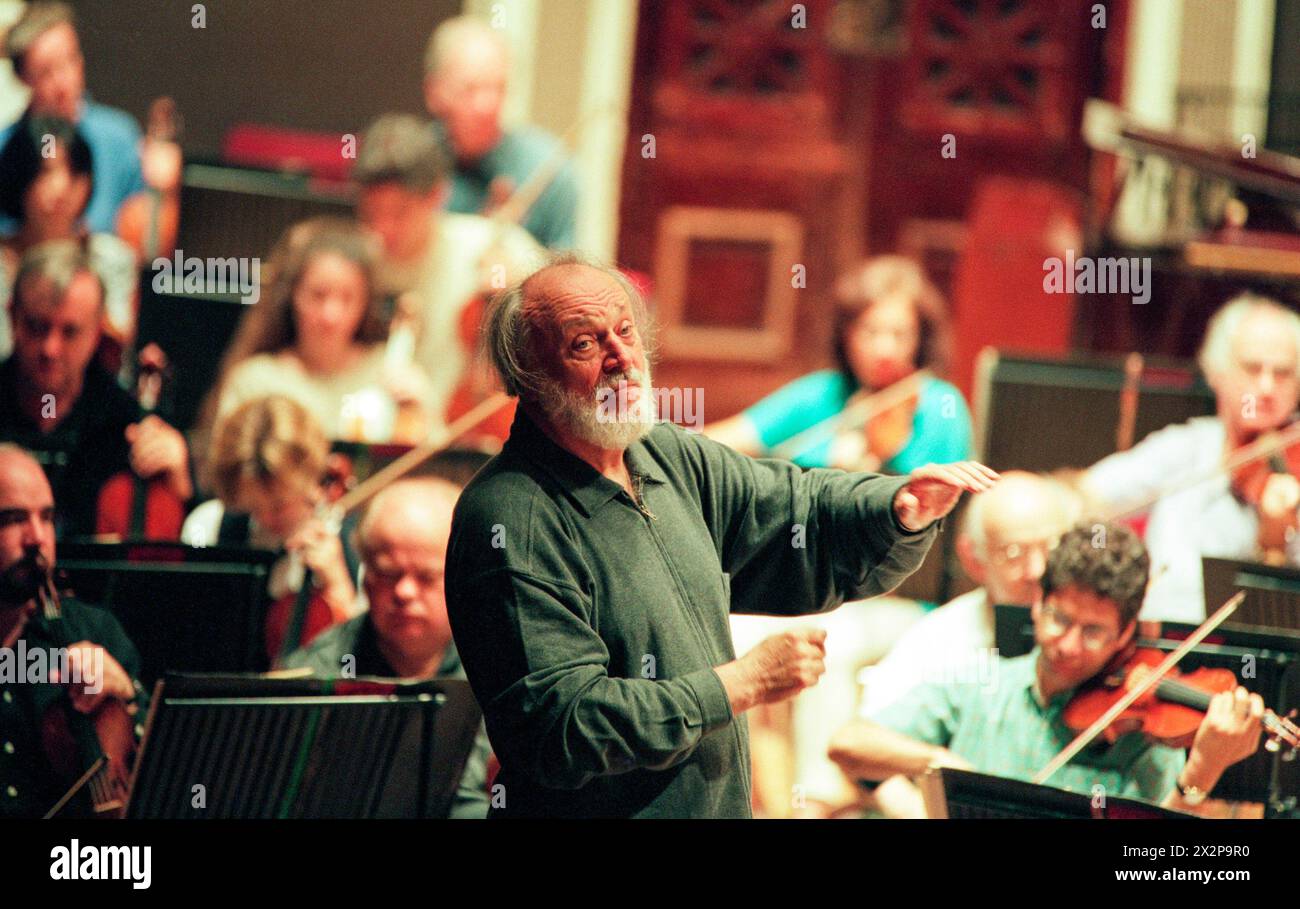 German conductor Kurt Masur (1927-2015) rehearsing for a concert of ...