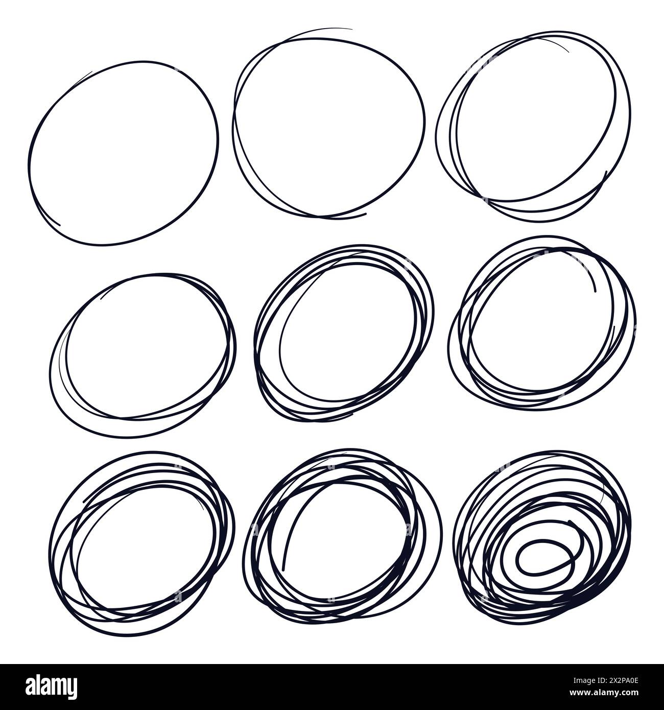 Circle Scribbles. Circle Scribbles Drawing Set Vector. Scribble Doodle Set Vector Stock Vector ...