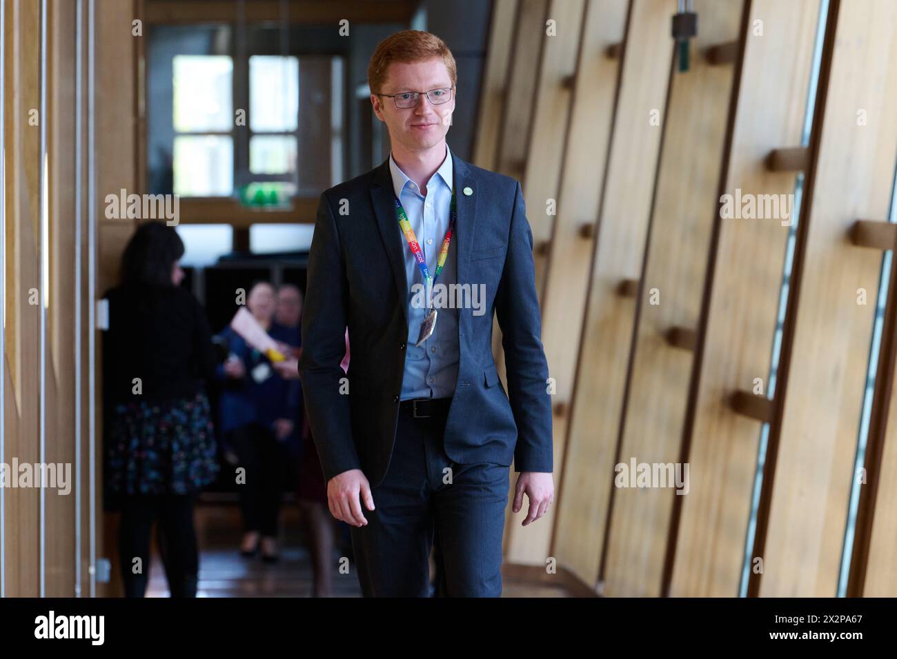 Edinburgh Scotland, UK 23 April 2024. Ross Greer MSP at the Scottish ...