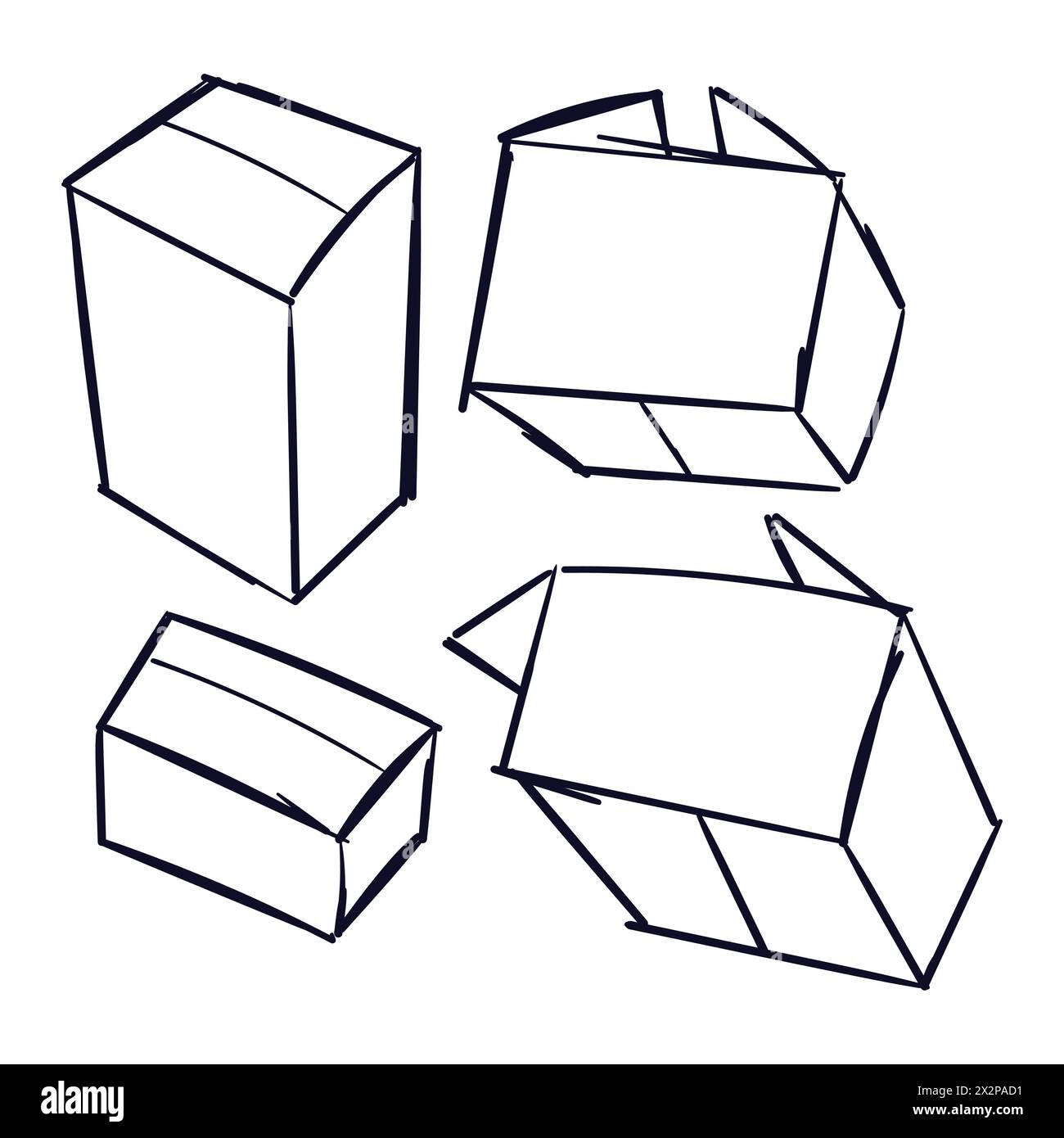 Box line drawing hi-res stock photography and images - Alamy