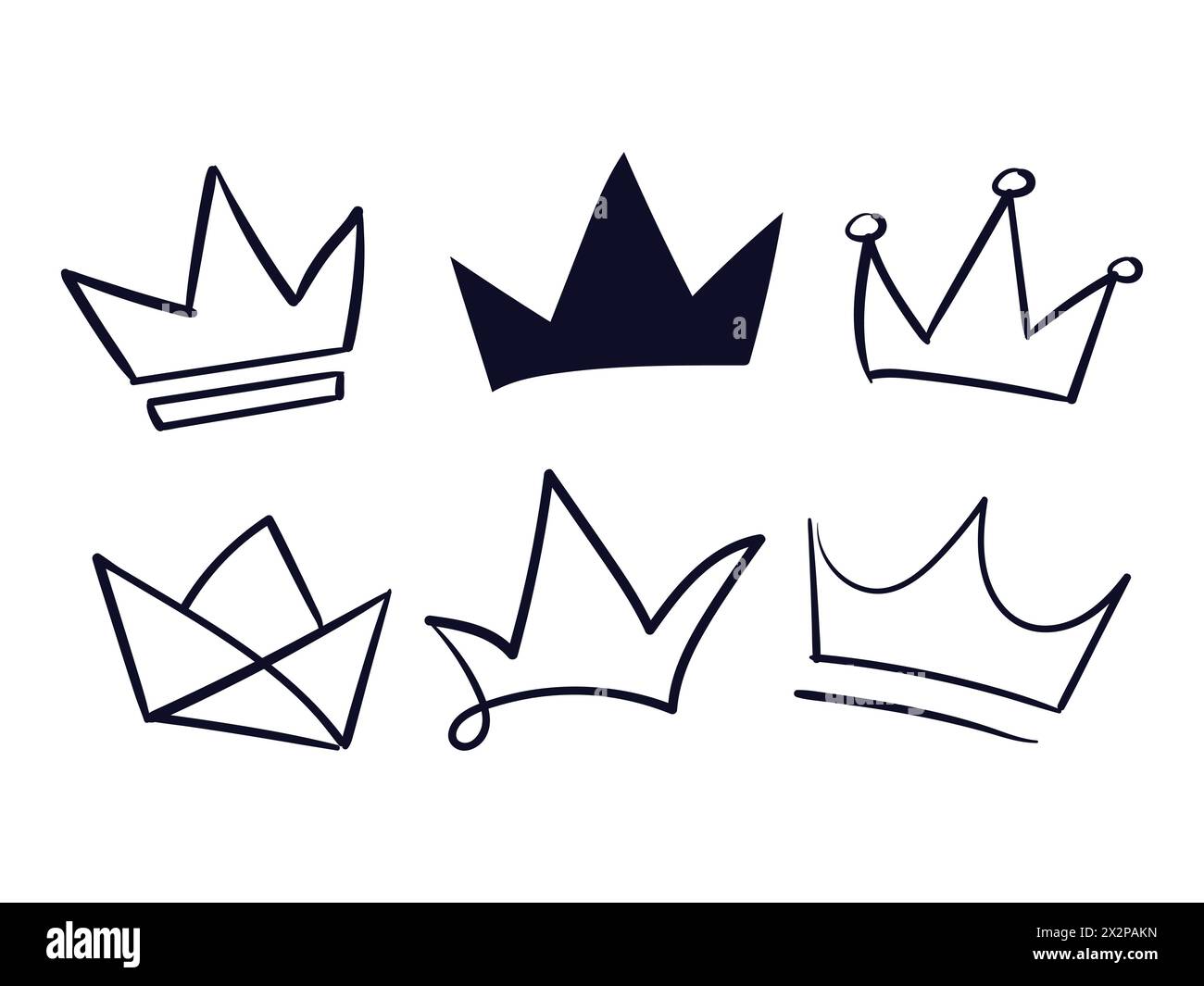 Crown Scribbles. Crown Scribbles Drawing Set Vector. Scribble Doodle ...