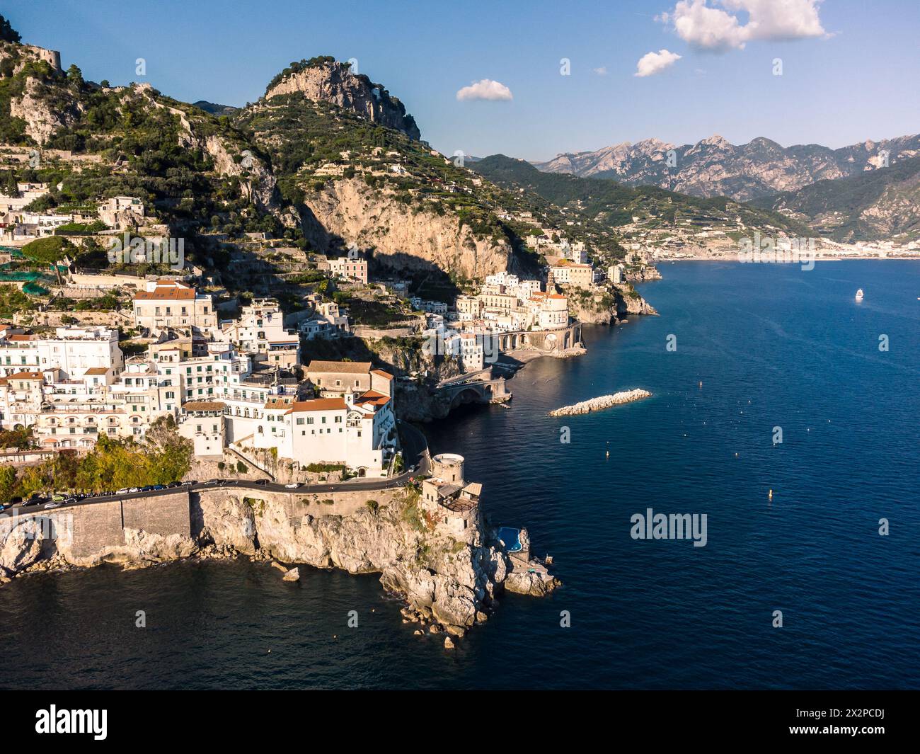 Aerial drone view positano near hi-res stock photography and images - Alamy