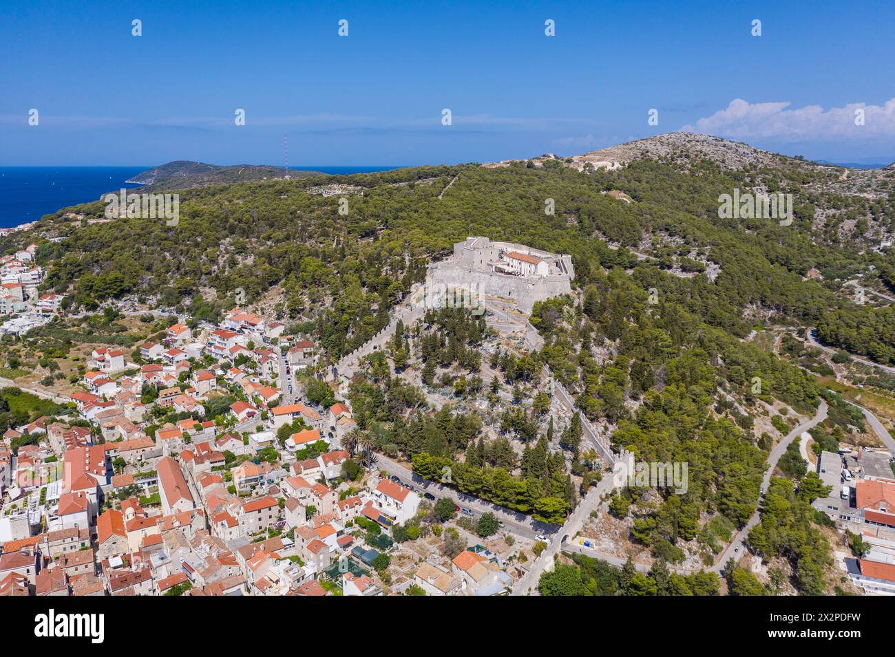 Hvar, Croatia: Aerial view of the Spannish fortress overlooking the ...