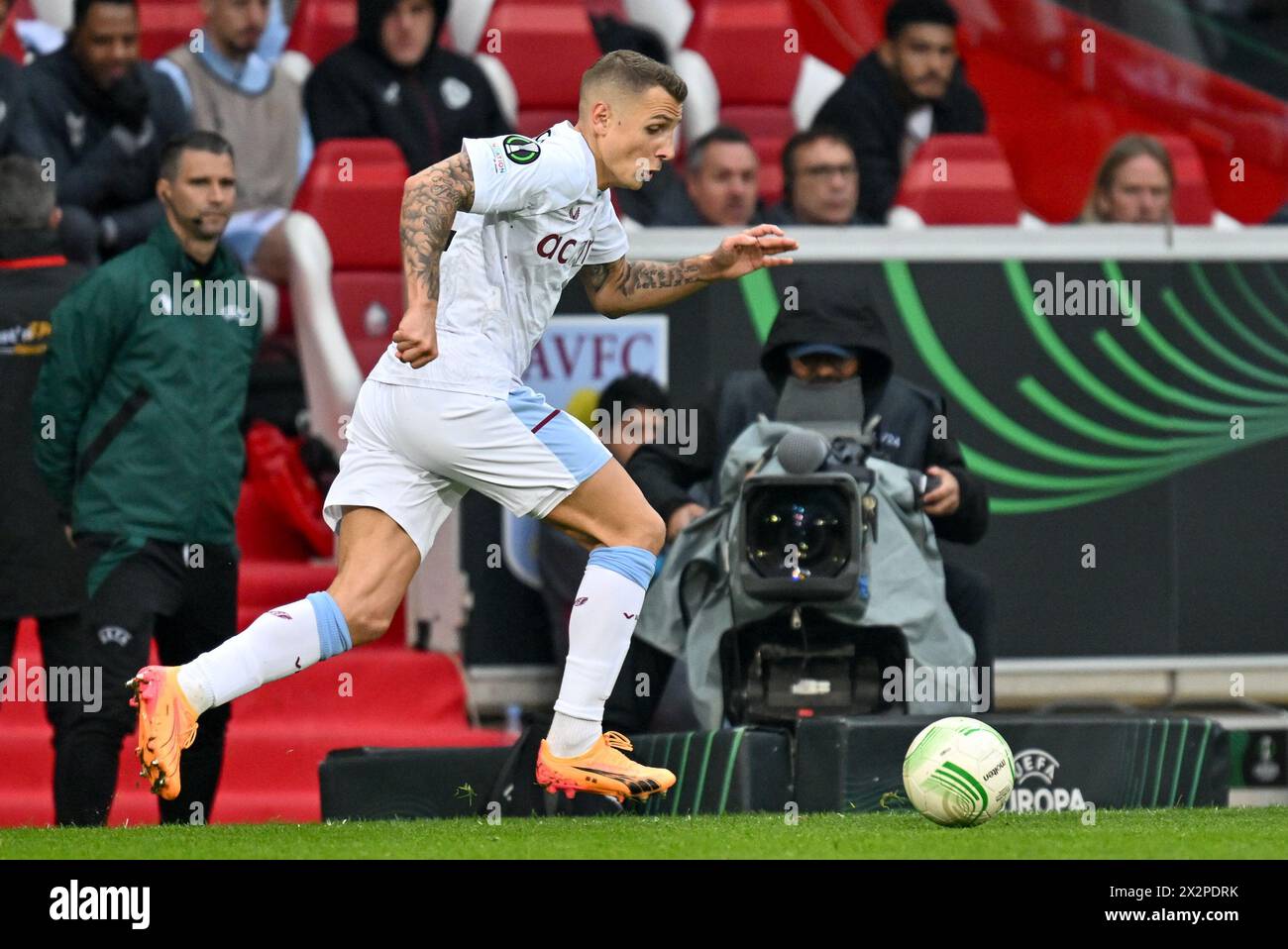 Lucas Digne (12) of Aston Villa pictured during the Uefa Conference ...