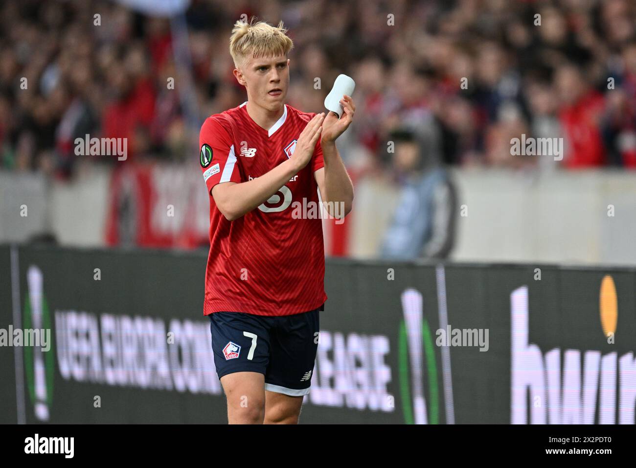 Hakon Arnar Haraldsson (7) of Lille pictured during the Uefa Conference ...