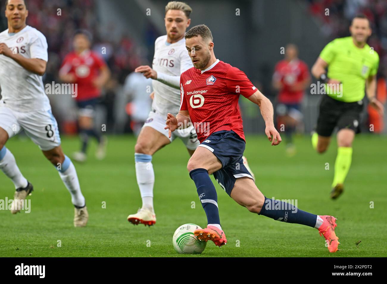 Lille, France. 18th Apr, 2024. Gabriel Gudmundsson (5) of Lille pictured during the Uefa ...