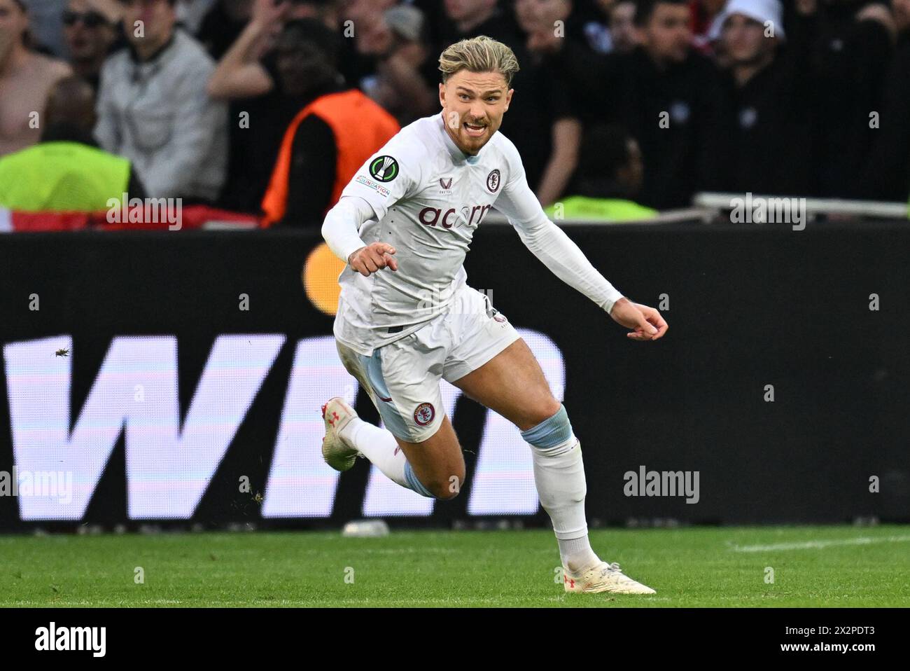 Matty Cash (2) of Aston Villa celebrates after scoring the 2-1 goal ...