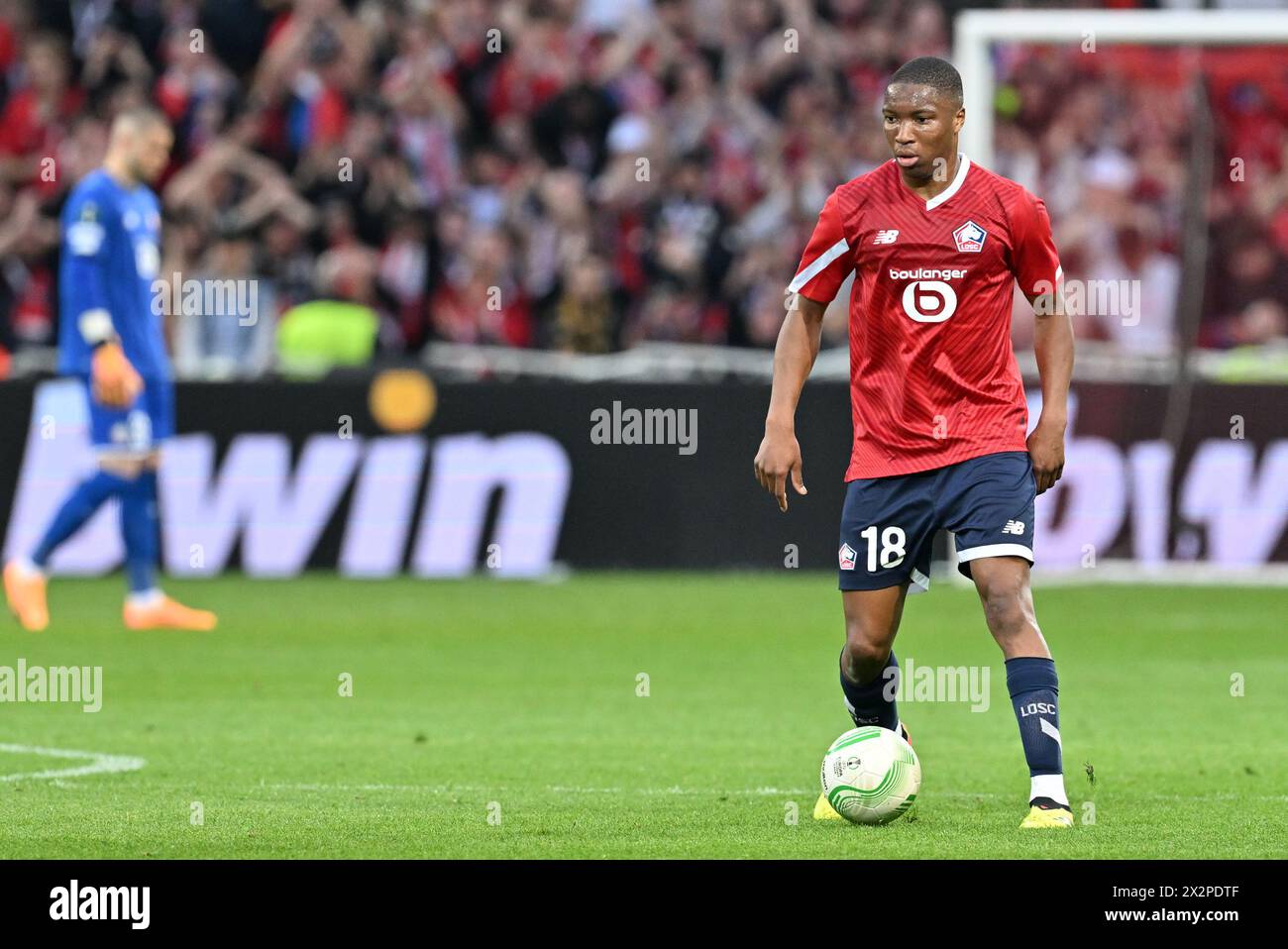 Bafode Diakite (18) of Lille pictured during the Uefa Conference League ...