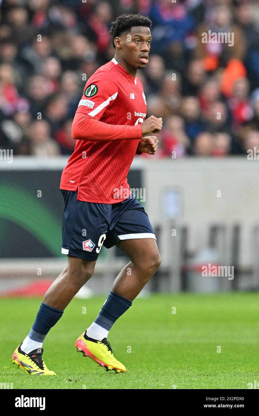Jonathan David (9) of Lille pictured during the Uefa Conference League ...