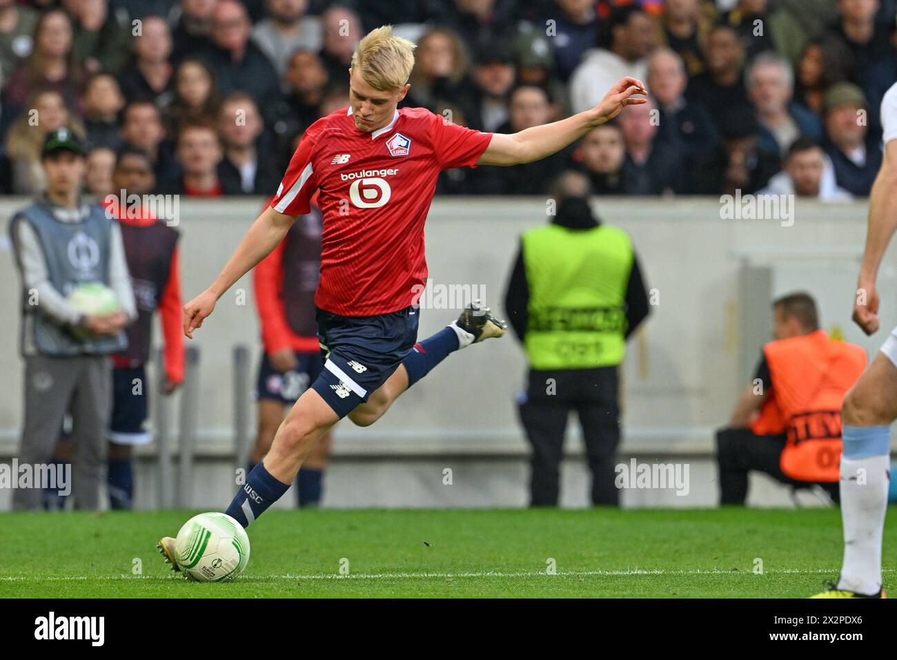 Hakon Arnar Haraldsson (7) of Lille pictured during the Uefa Conference ...