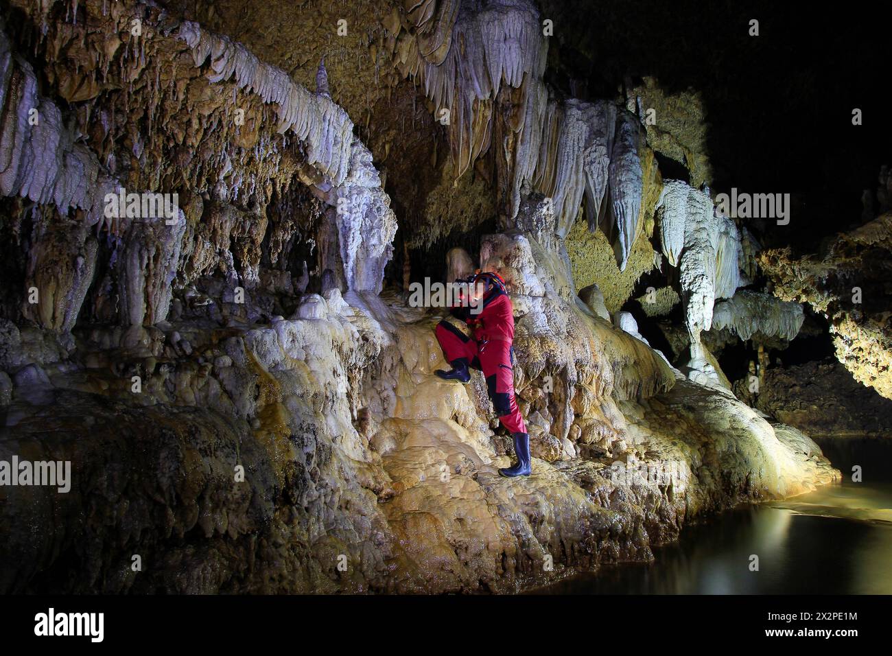 Environmental activists doing zoning exploration of karst areas in ...