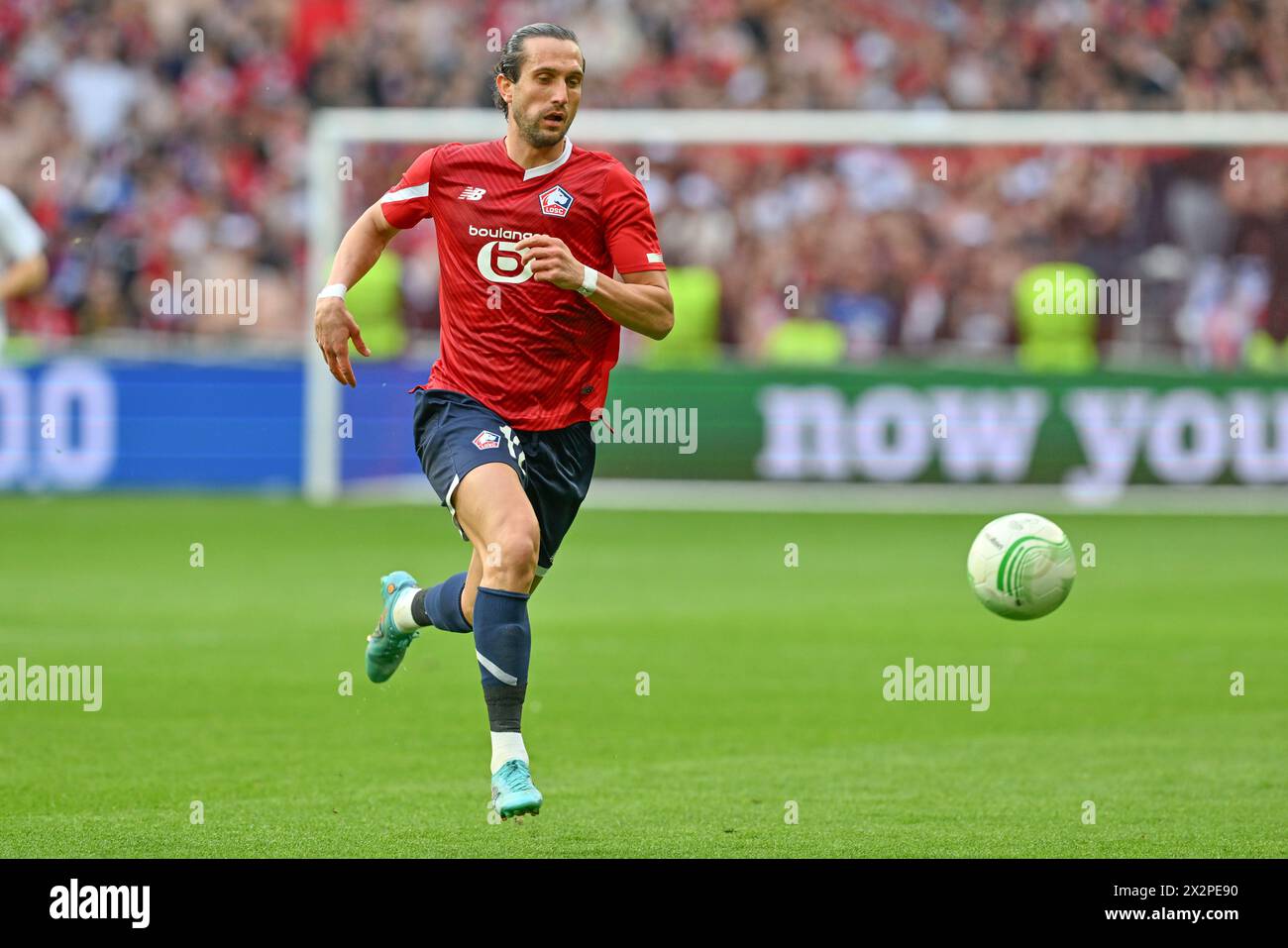 Lille, France. 18th Apr, 2024. Yusuf Yazıcı (12) of Lille pictured during the Uefa Conference ...