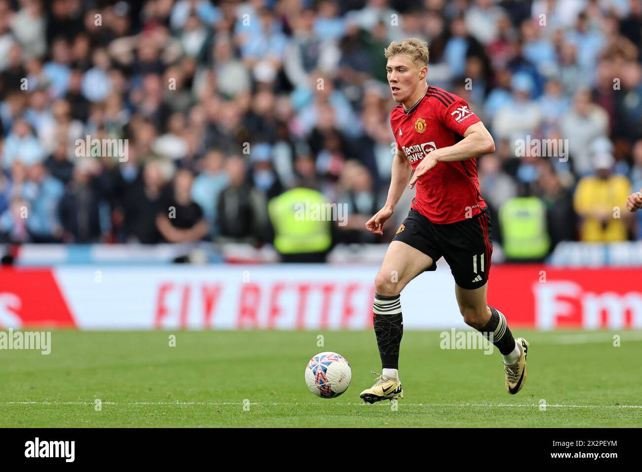 London, UK. 21st Apr, 2024. Rasmus Højlund of Manchester Utd in action ...
