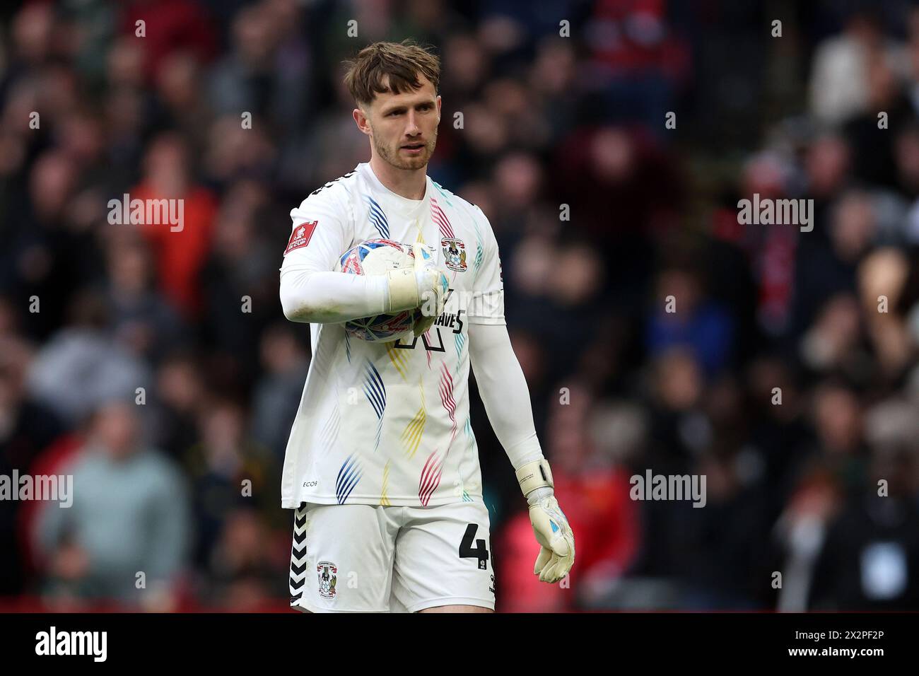 London, UK. 21st Apr, 2024. Bradley Collins, the goalkeeper of Coventry ...