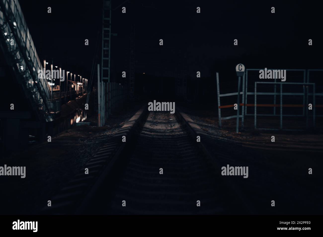 Railway in the night. High quality photo Stock Photo - Alamy