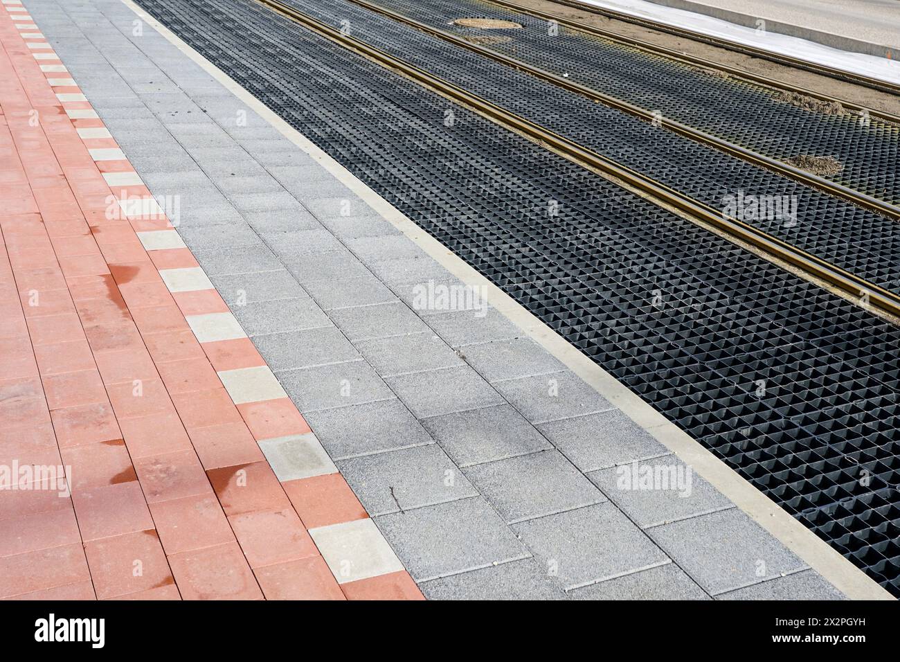 Plastic grids using between the tram rails for ground protection and ...