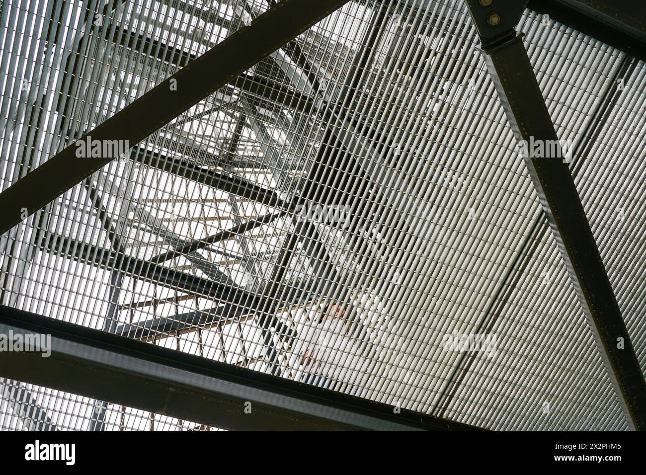 New modern tall metal construction observation tower with transparent ...