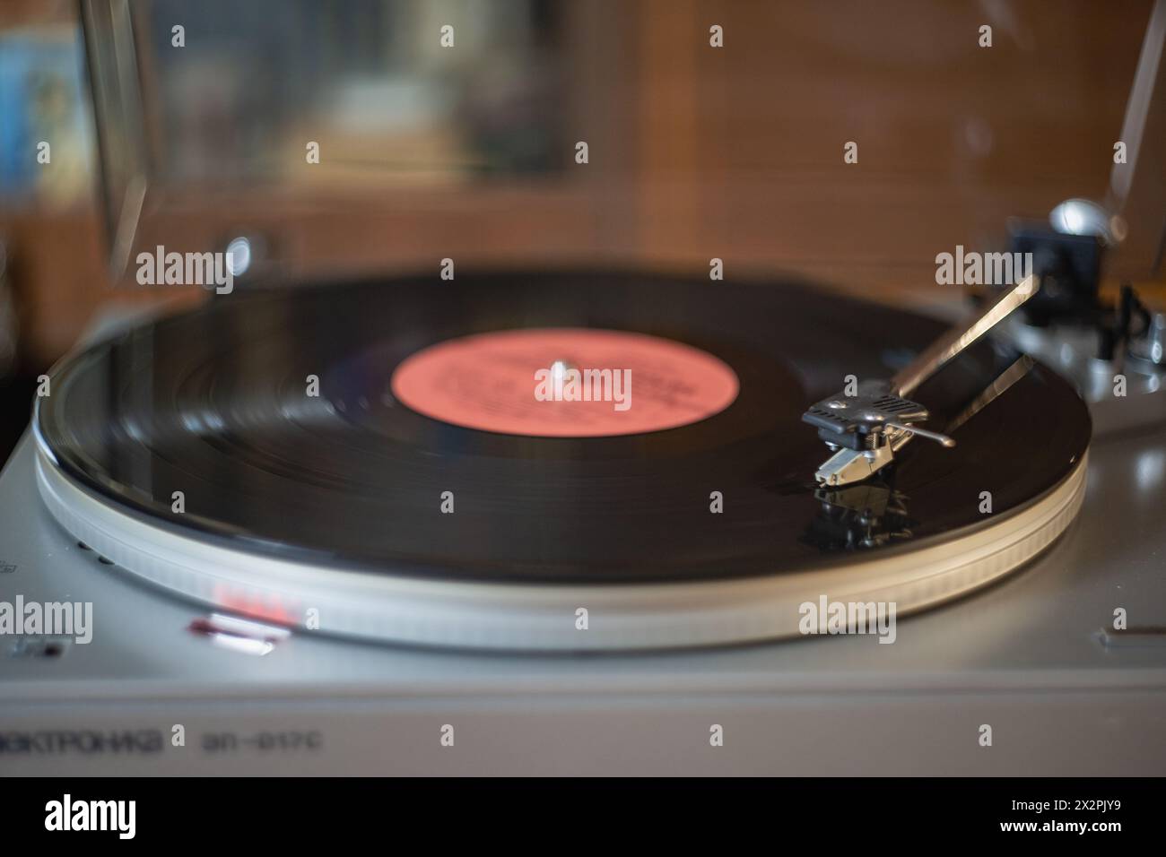 Retro photo of a vinyl record player Stock Photo - Alamy
