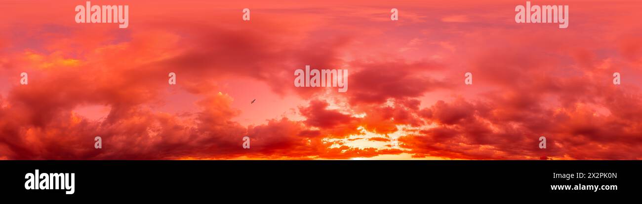 Golden glowing red orange overcast sunset sky 360 hdr panorama ...