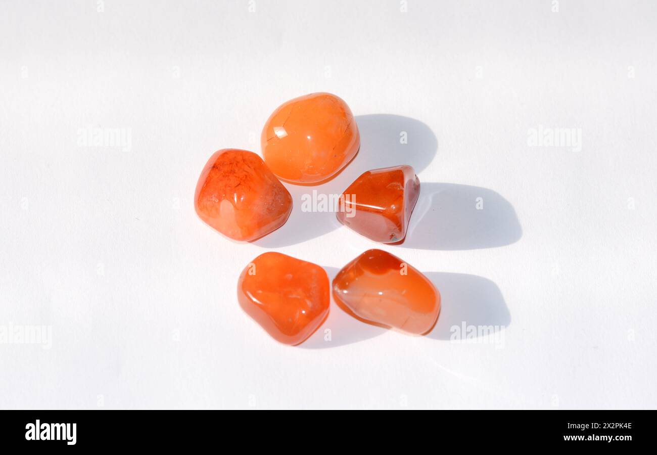 collection of various orange color raw mineral gemstones showcasing ...